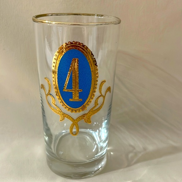 Dining | Libbey Numero Mcm Highball Tumblers Glasses Blue Gold Barware ...